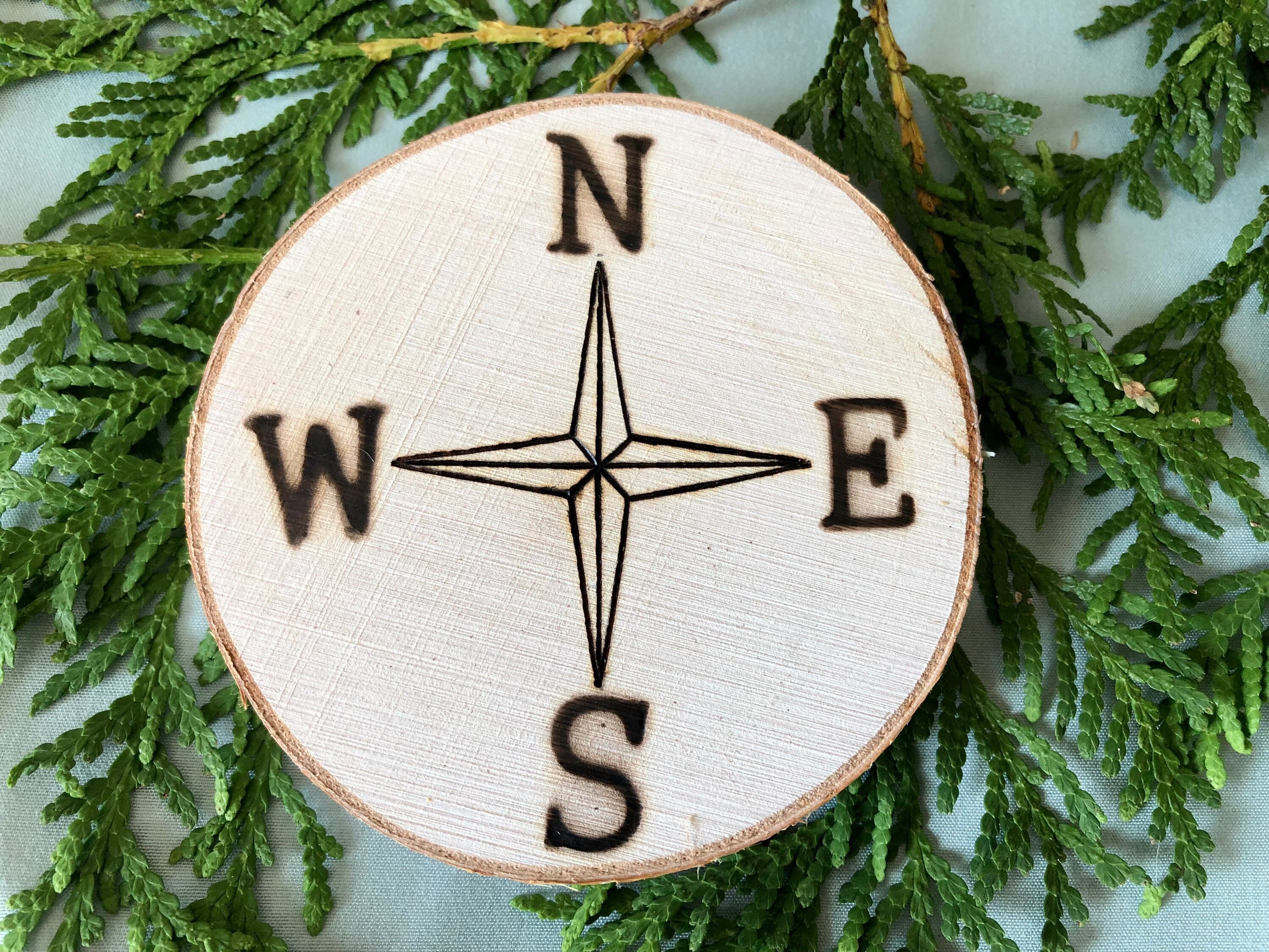 Wood Burned Birch Compass Coasters Set of 4 - Etsy
