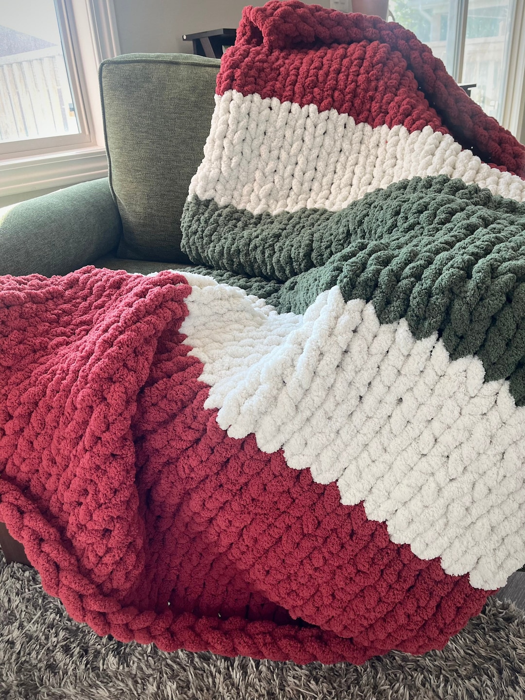 Chunky Knit Blanket | Christmas Decor | Super Soft and Comfy Chenille ...