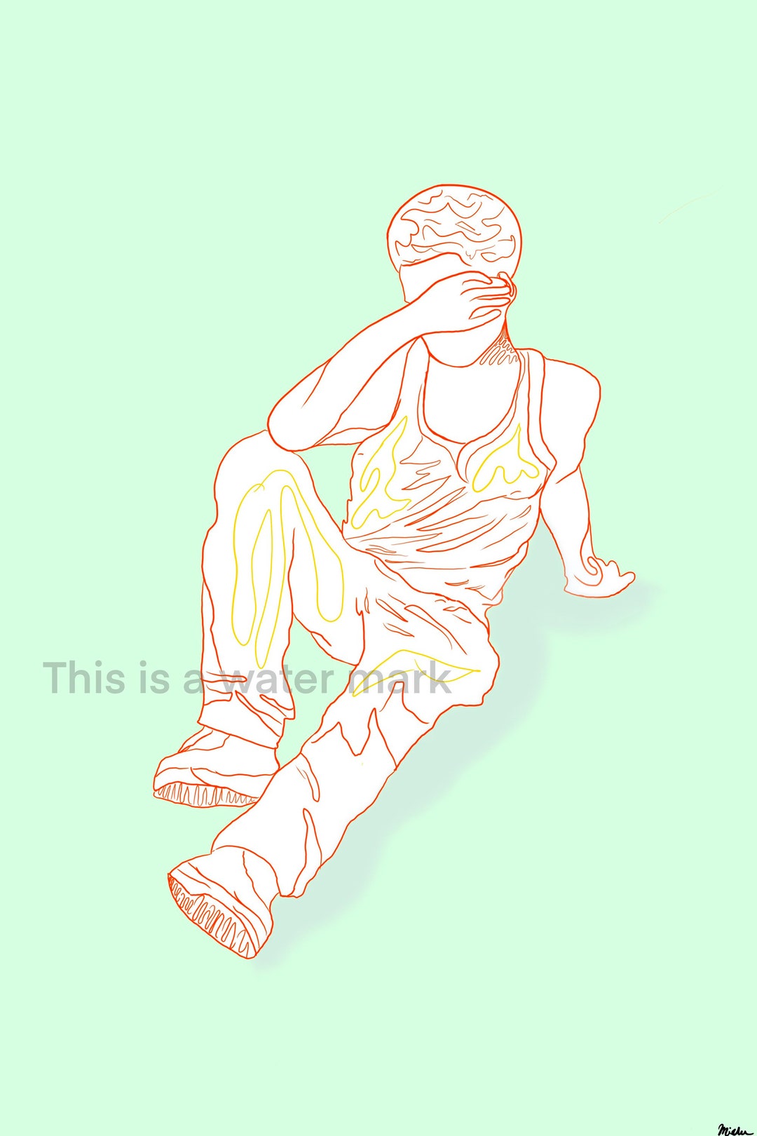 Line Drawing, Black Man Line Drawing, Black Man Poster, 36x24, 24x18 ...