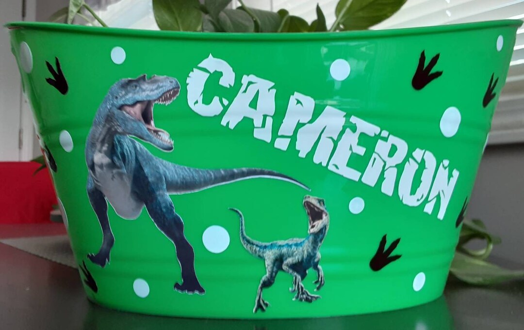 Personalized T-rex Easter Basket: Dinosaur Theme Basket Dinosaur Easter ...