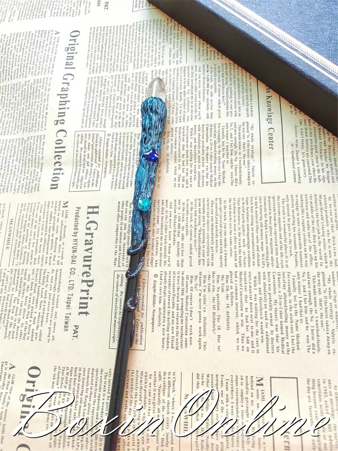 Blue Gradient Wand With Rhinestones, Handmade Creative Magic Wand for ...