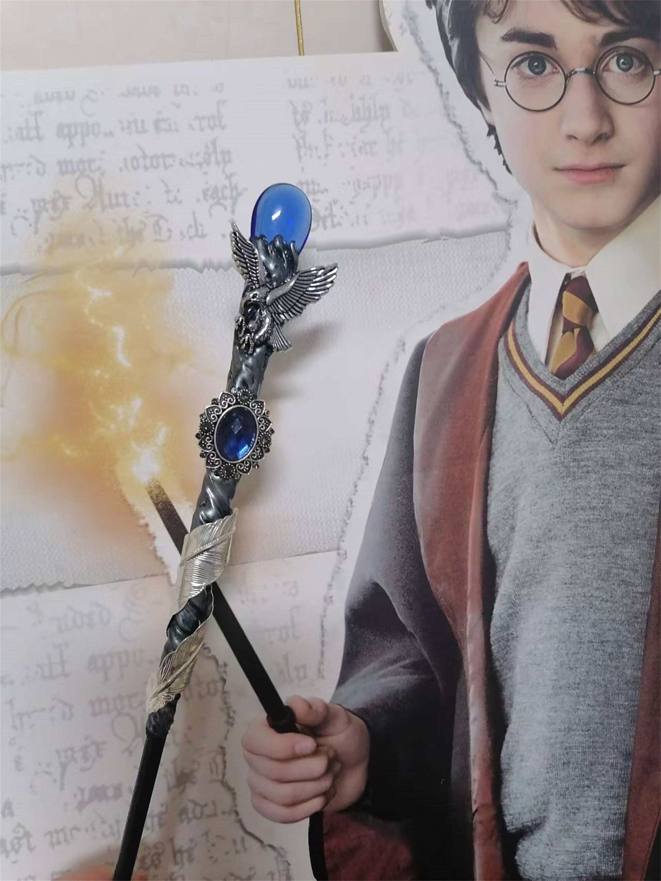 Blue Crystal Halloween Magic Wand Eagle Wizard Wand Original - Etsy
