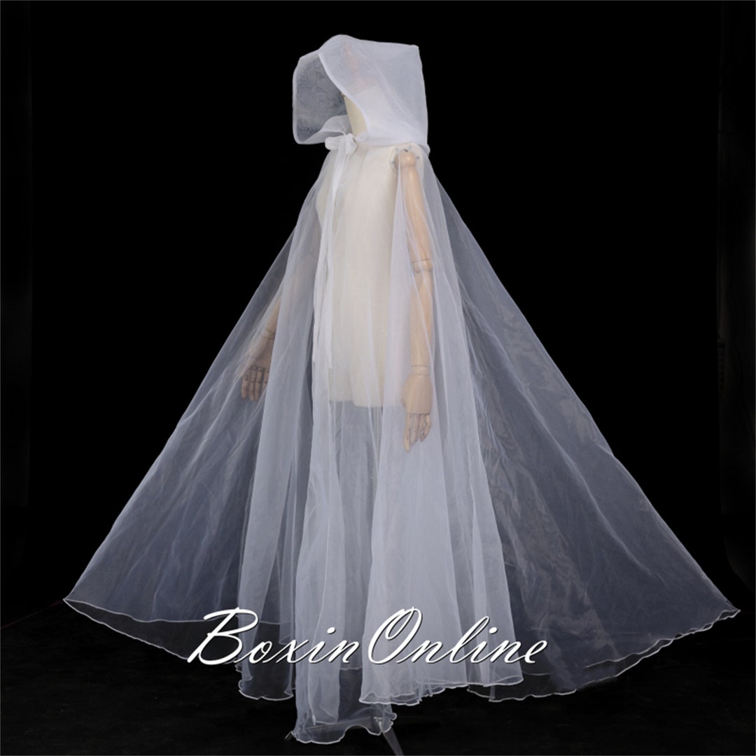 Transparent White Long Cape, Halloween Adult Cloak, Halloween Wizard ...