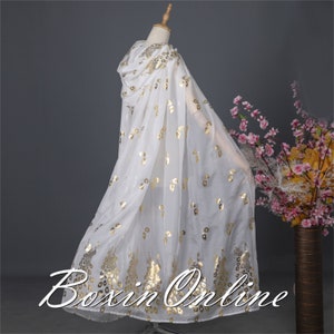 Golden Peacock Long Cape, White Adult Hooded Cape, Original Handmade ...