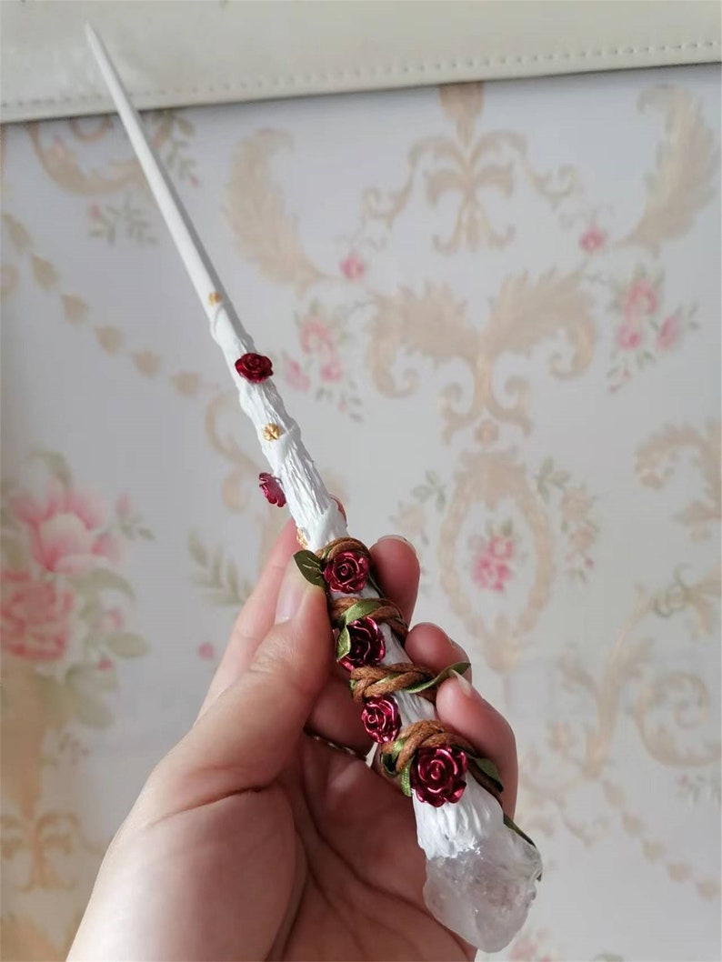 Red Flowers Magic Wand White Wizard Wand Girls Floral Wand - Etsy