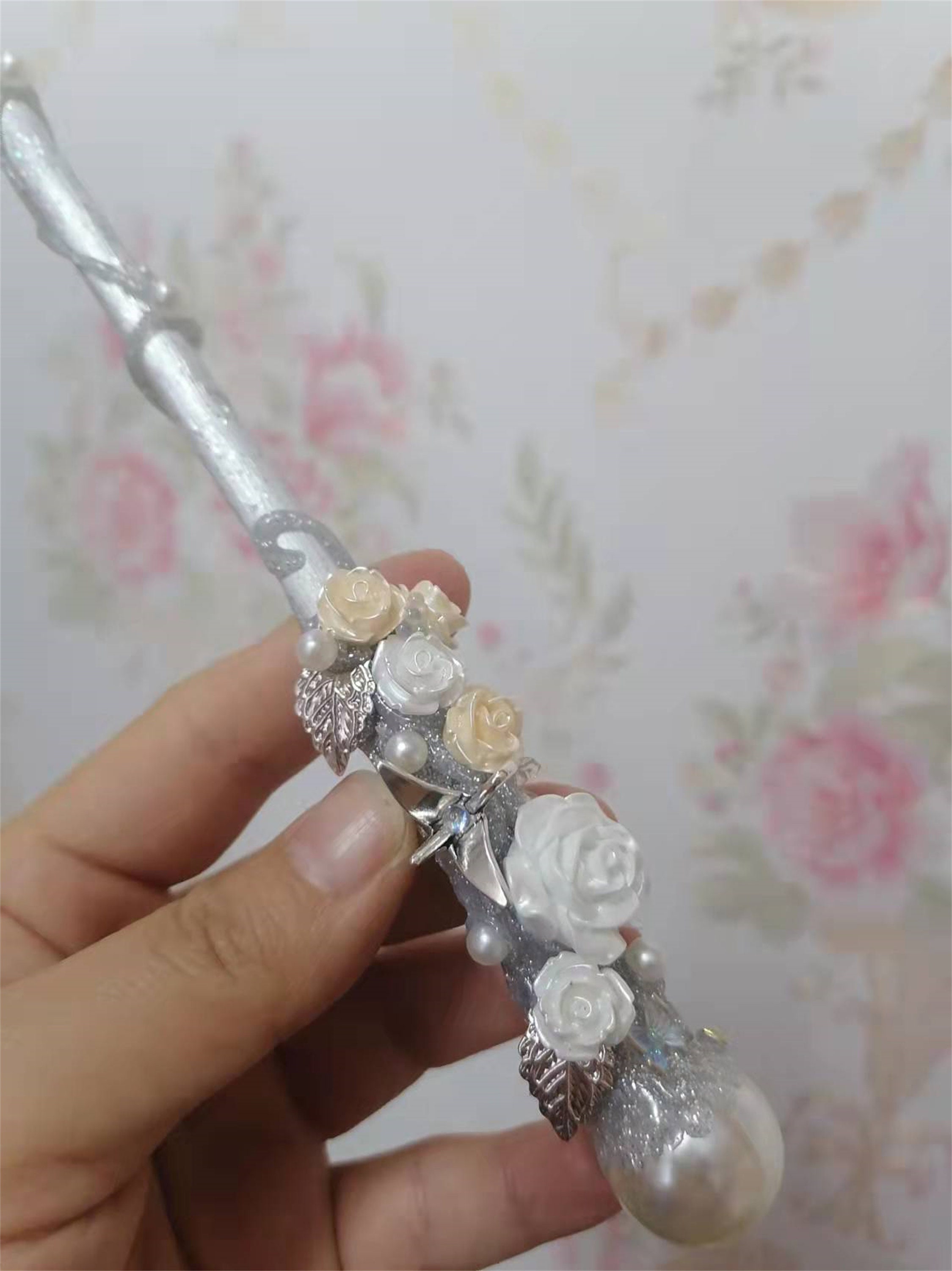 Elegant Silver Wand, Flower Fairy Wand, Magic Forest Wand, Creative ...