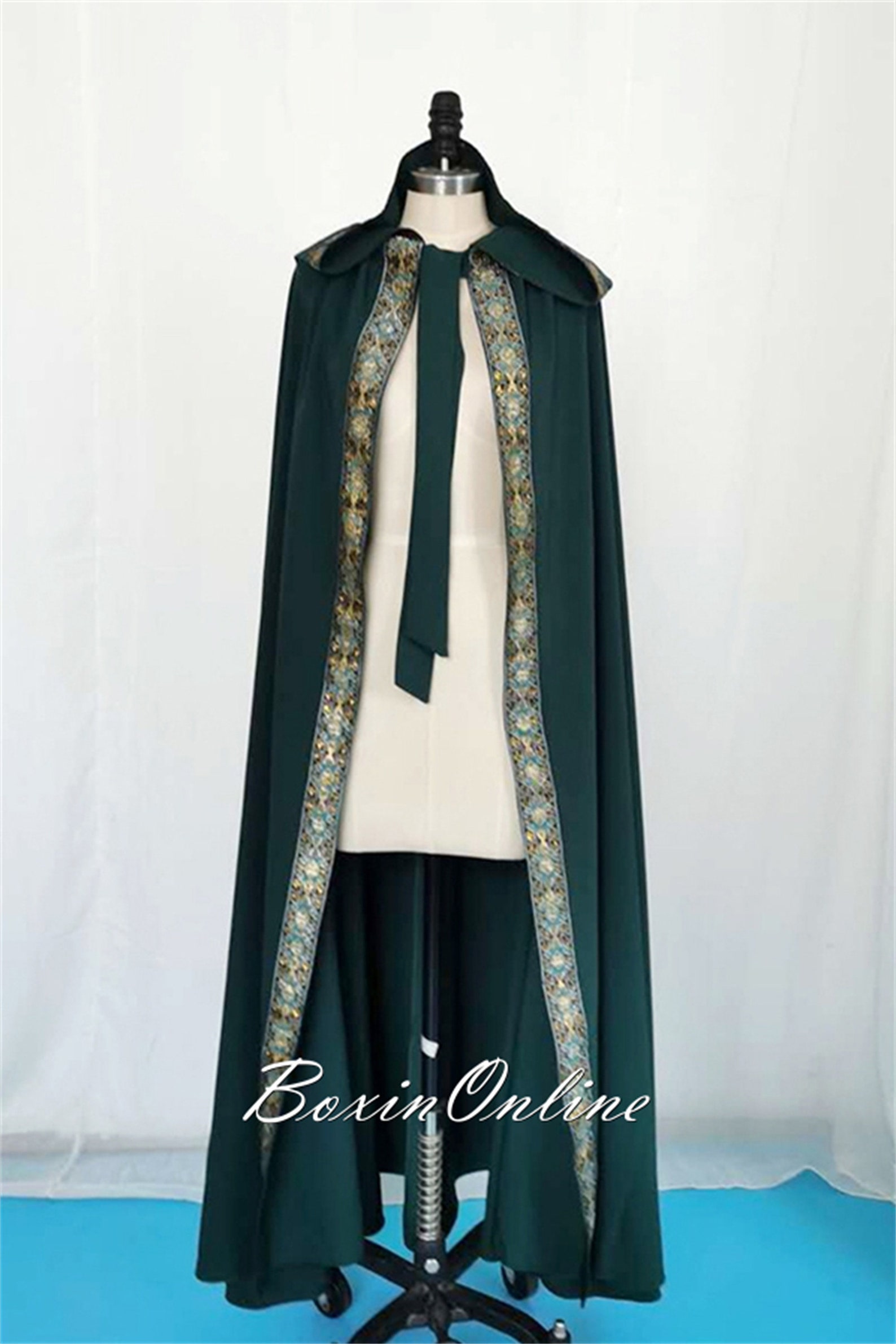 Retro Dark Green Cloak, Adult Long Hooded Cape, High Quality Robe With ...