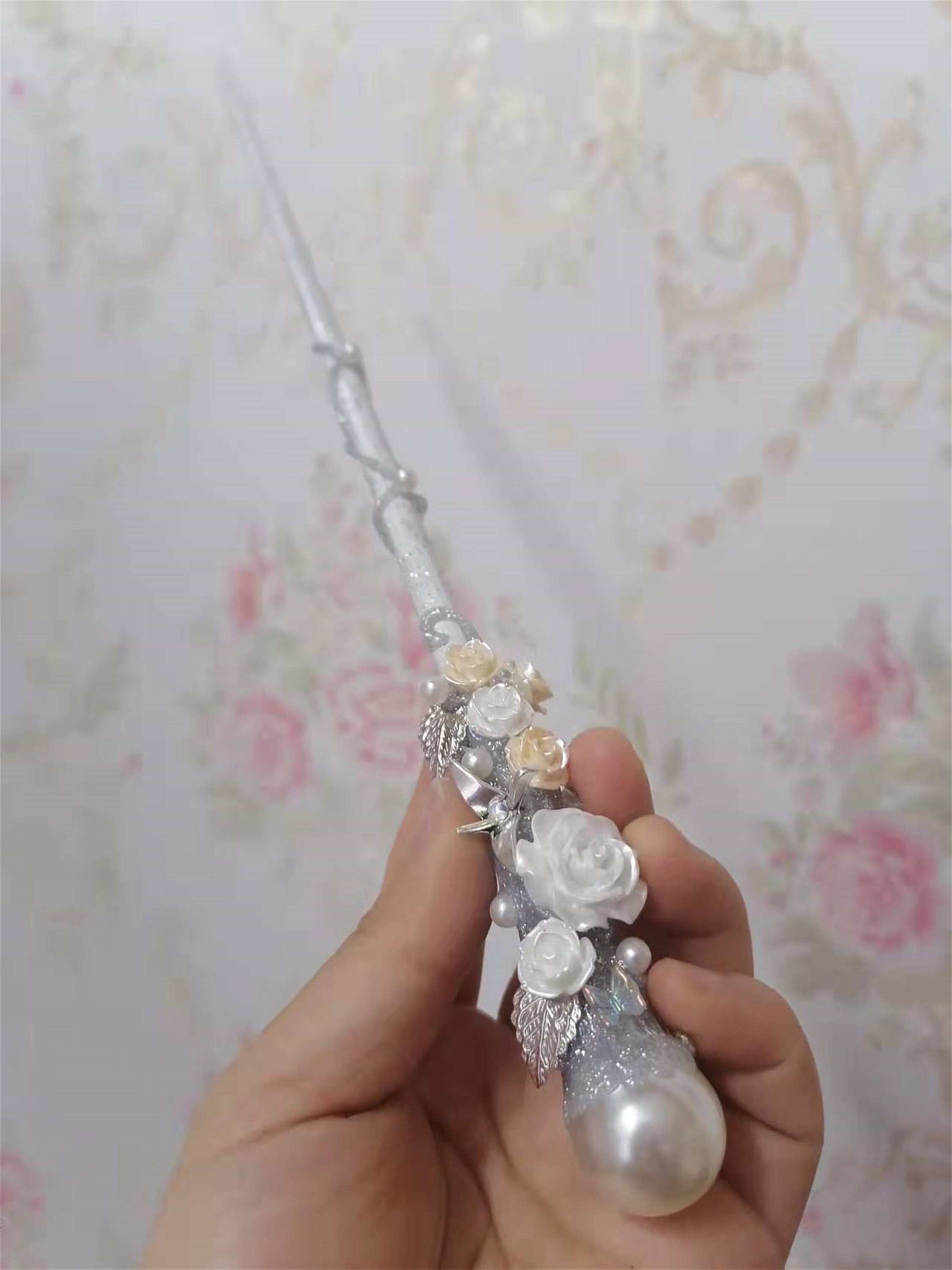 Elegant Silver Wand, Flower Fairy Wand, Magic Forest Wand, Creative ...
