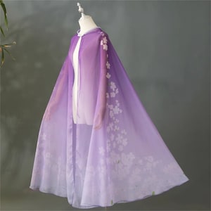 2024 New Gradient Cloak, Chiffon Floral Cloak for Adults, 6 Colors ...