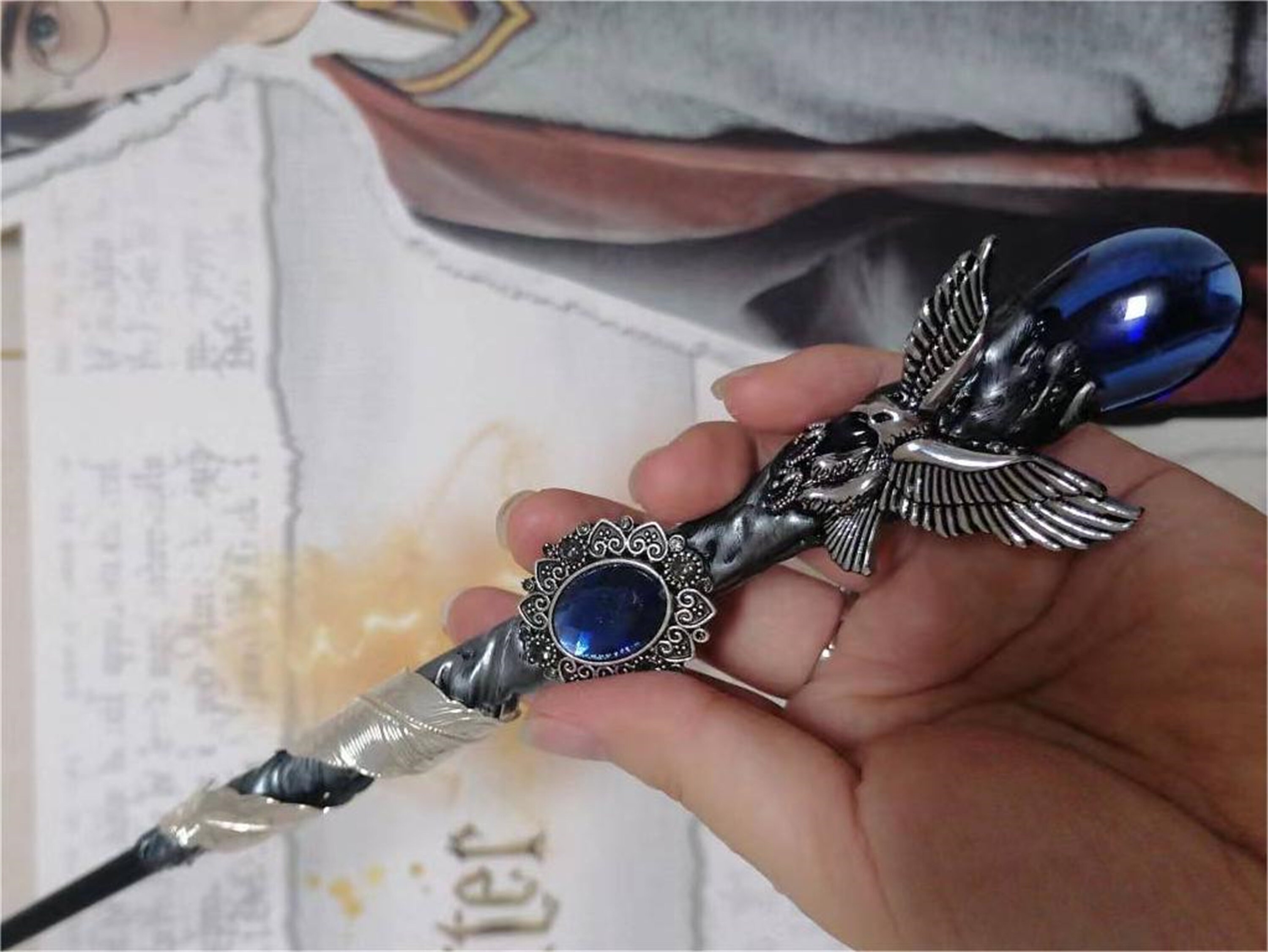 Blue Crystal Halloween Magic Wand Eagle Wizard Wand Original - Etsy