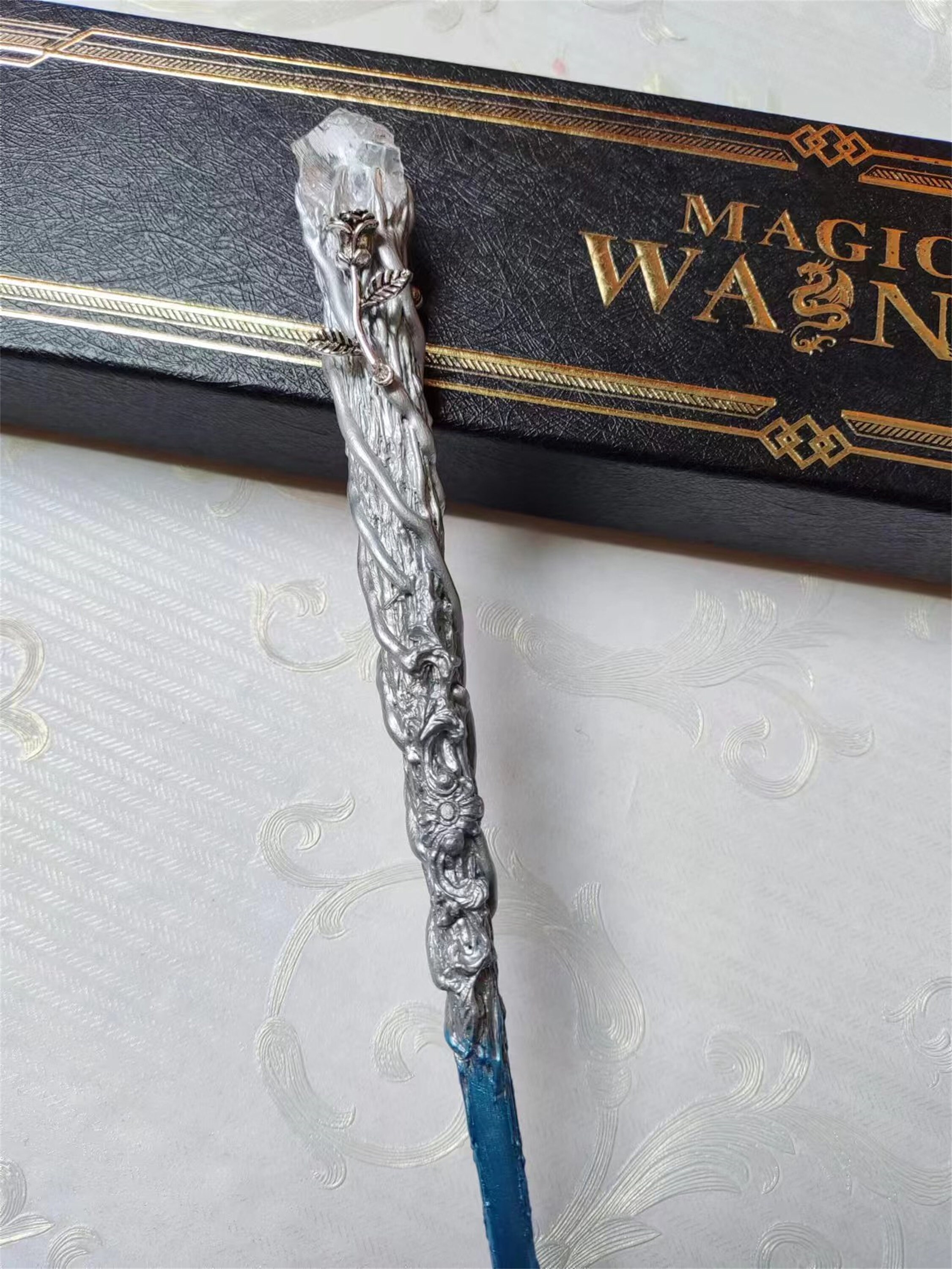 Original Magic Wood Wand, Flower Blue Halloween Wand, Creative Cosplay ...
