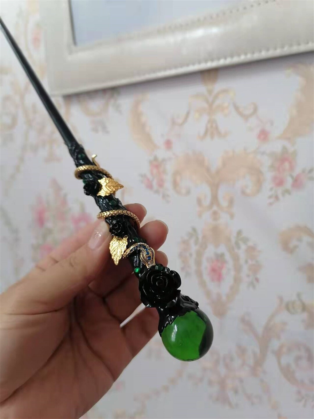 Green Crystal Halloween Wand, Creative Forest Wand, Magic Wizard Wand ...