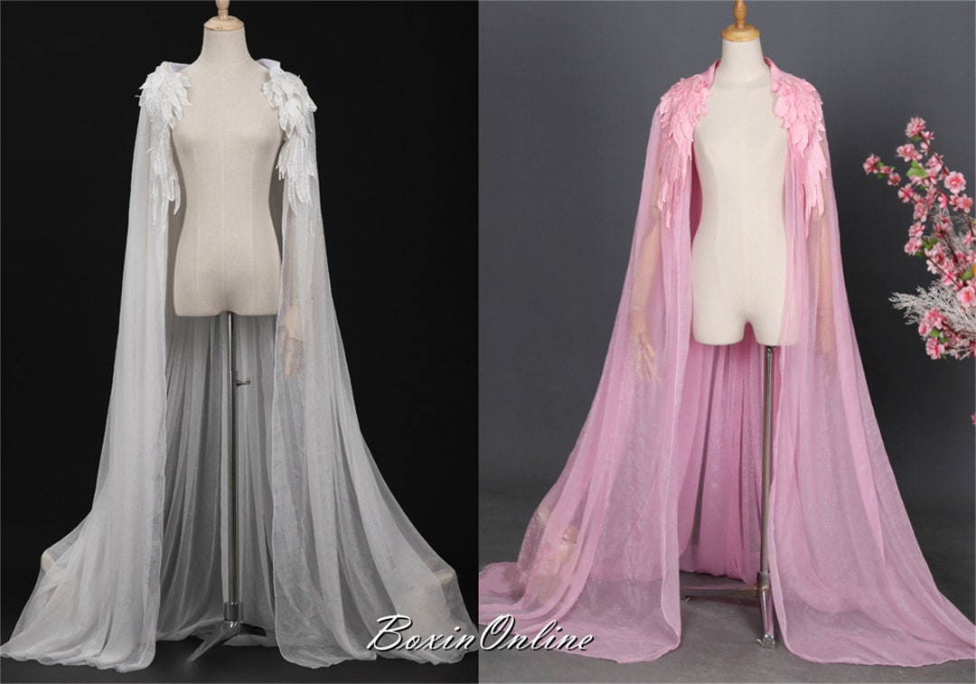 White / Pink Angel Wings Cloak, Original Handmade Long Cloak, Adult ...