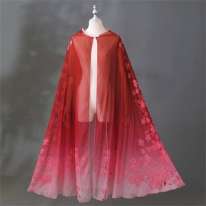 2024 New Gradient Cloak, Chiffon Floral Cloak for Adults, 6 Colors Flowers Cape, Retro Romantic ...