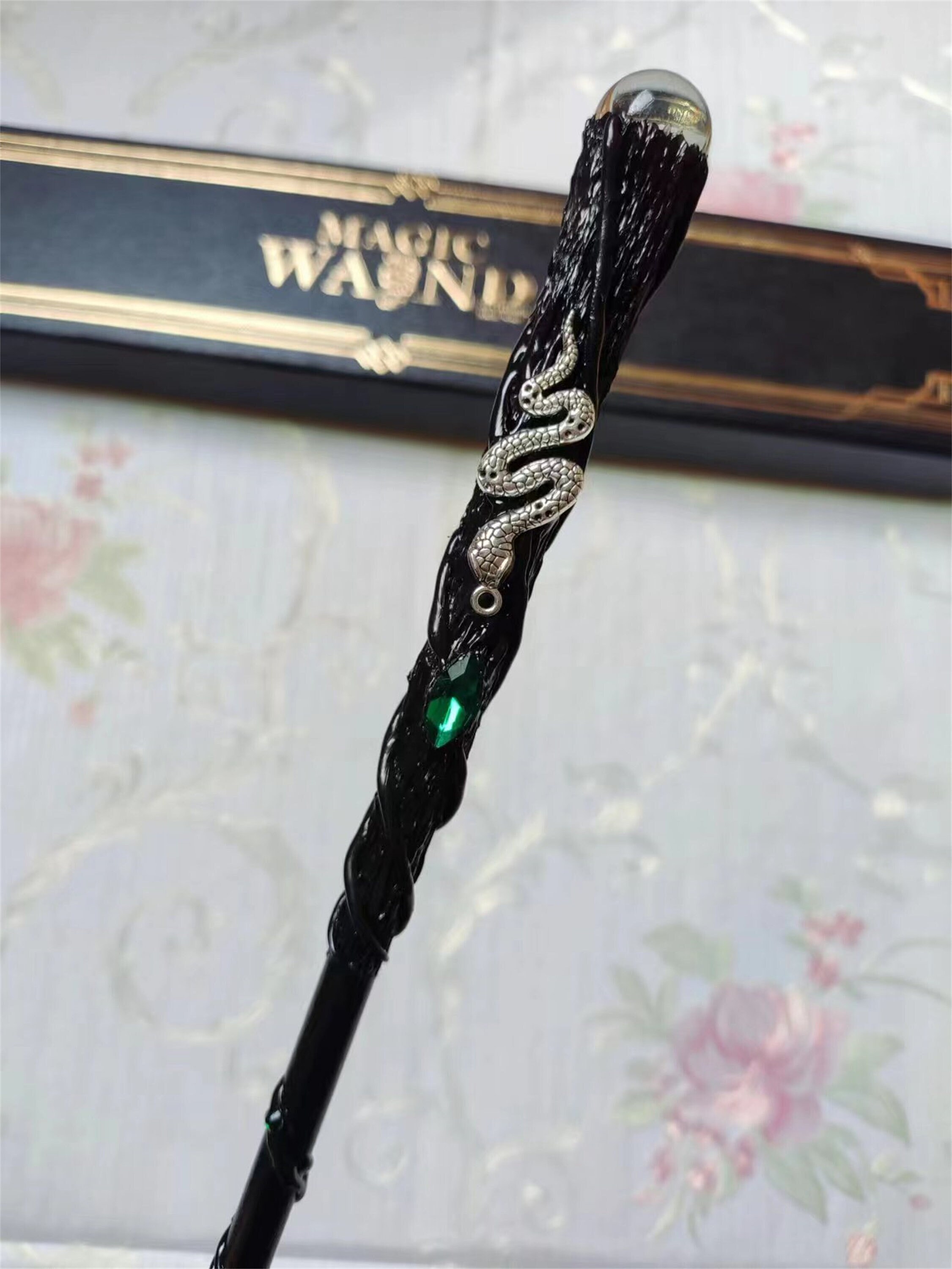 Snake Halloween Wizard Wand, Transparent Crystal Wood Magic Wand, Magic ...