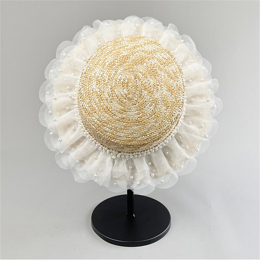 Beautiful Pearls Straw Hat Summer Hat With Pearls Children / - Etsy