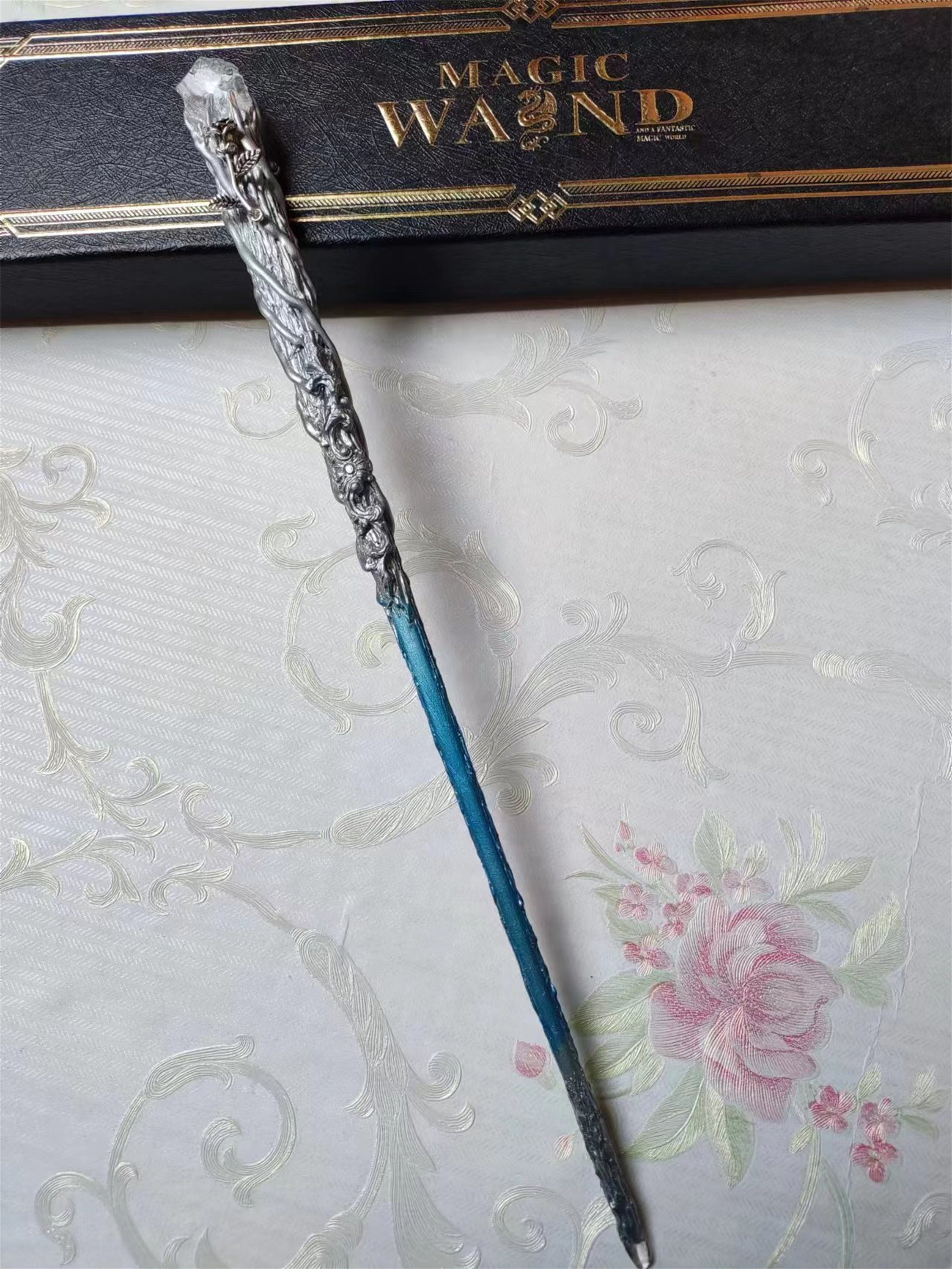 Original Magic Wood Wand, Flower Blue Halloween Wand, Creative Cosplay ...