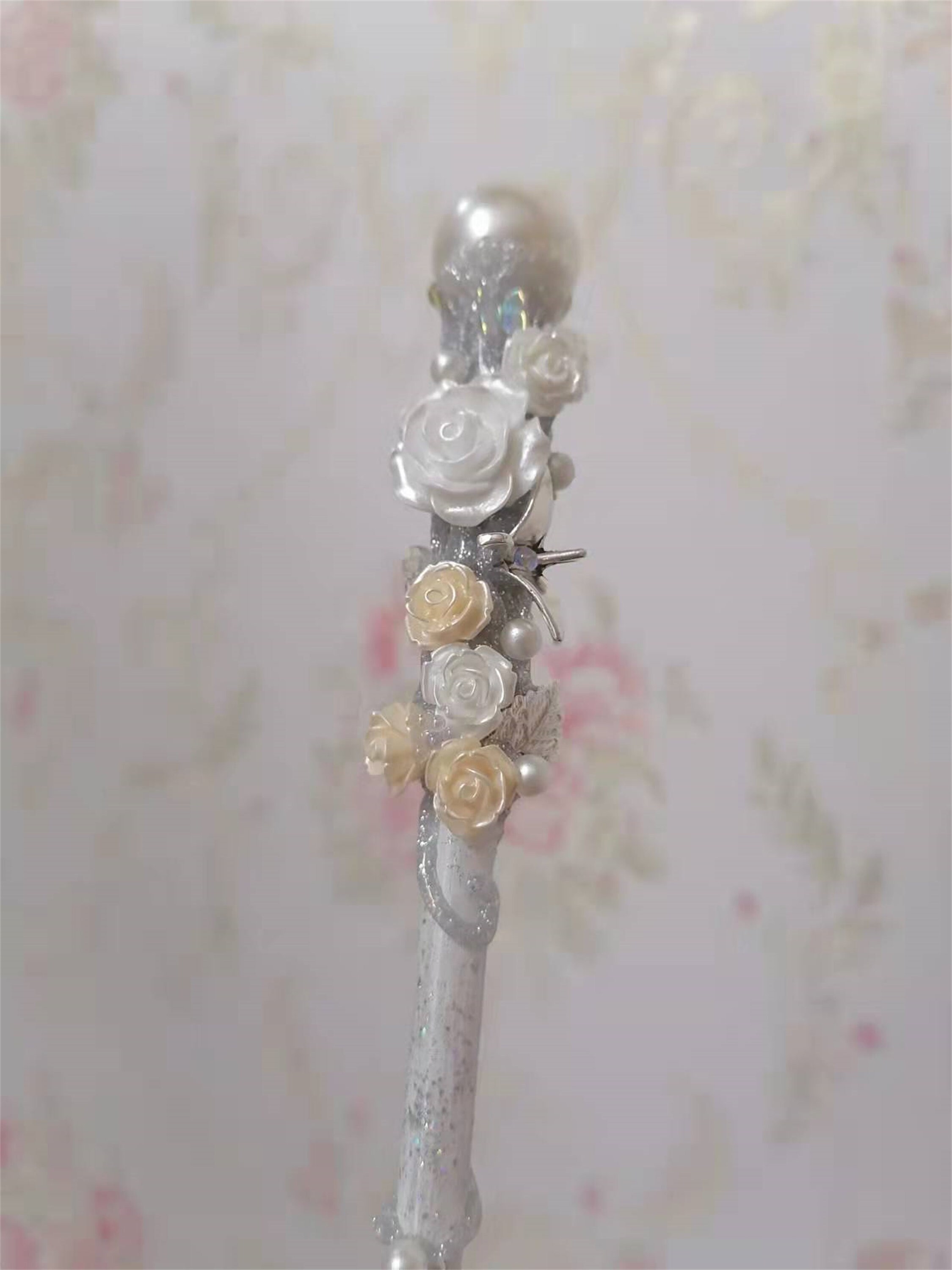 Elegant Silver Wand, Flower Fairy Wand, Magic Forest Wand, Creative ...