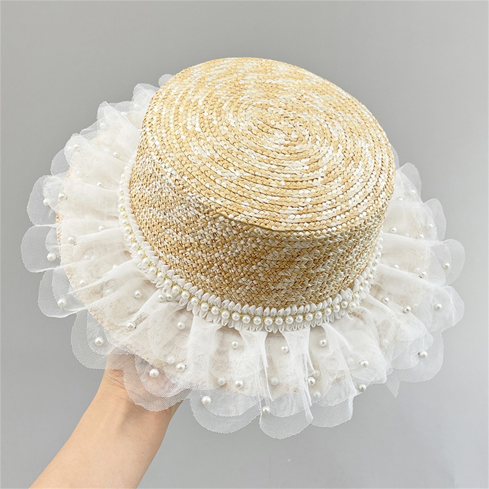 Beautiful Pearls Straw Hat Summer Hat With Pearls Children / - Etsy