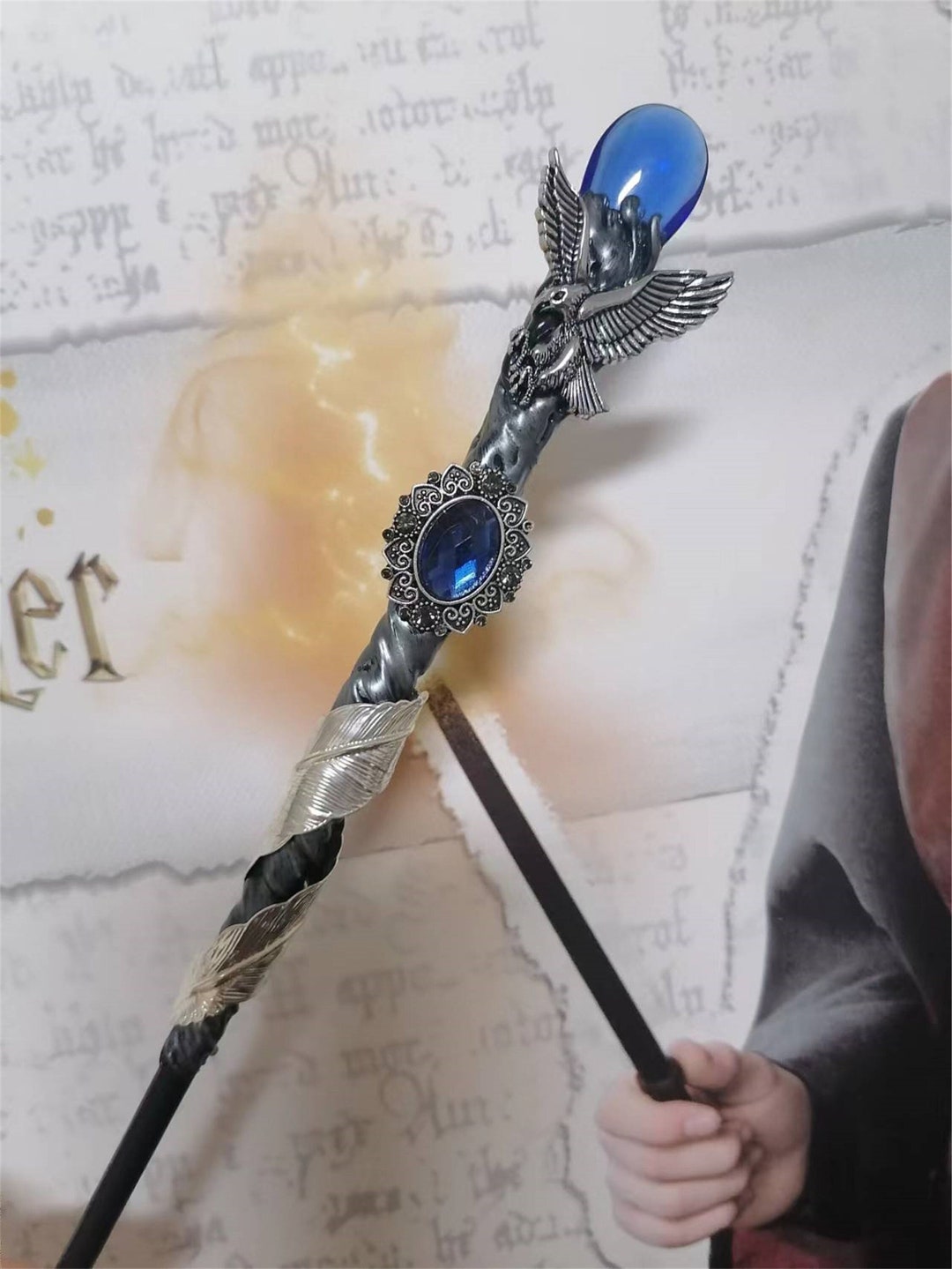 Blue Crystal Halloween Magic Wand, Eagle Wizard Wand, Original Nature ...