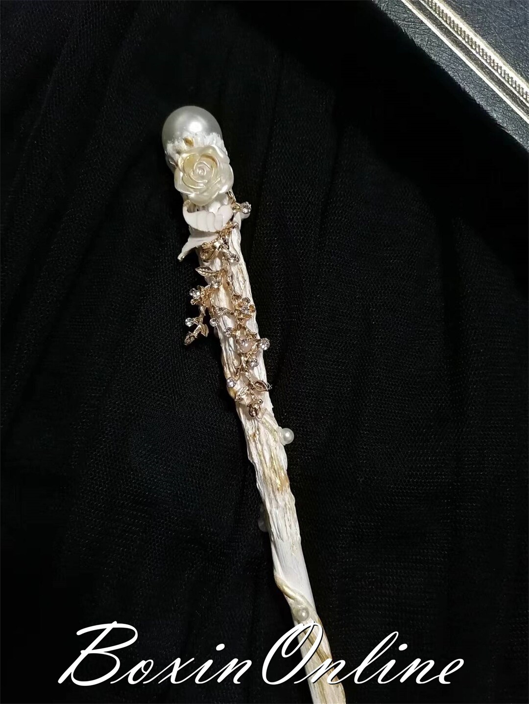 Elegant White Wand White Floral Nature Wand With Pearls - Etsy