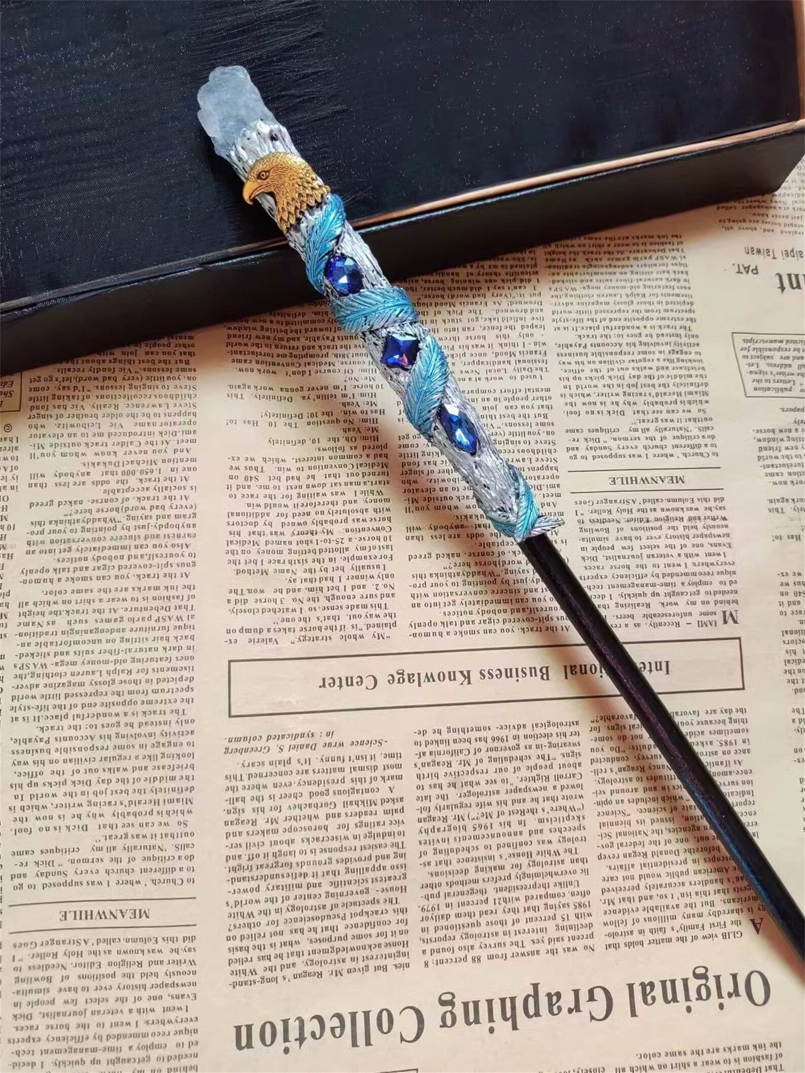 Golden Eagle Wand Blue Feather Magic Wand Cosplay Wand for - Etsy