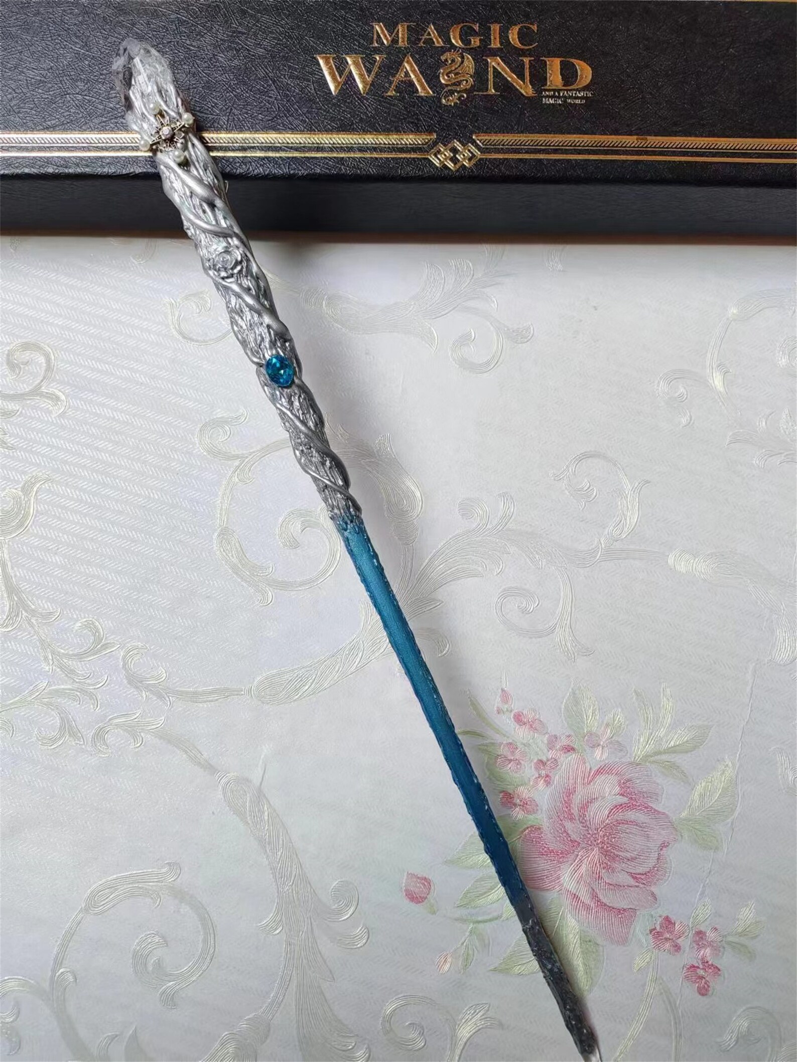 Original Magic Wood Wand, Flower Blue Halloween Wand, Creative Cosplay ...