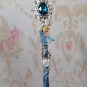 Blue Gradient Magic Wand, Blue Crystal Wand, Wood Magic Wand, Original ...