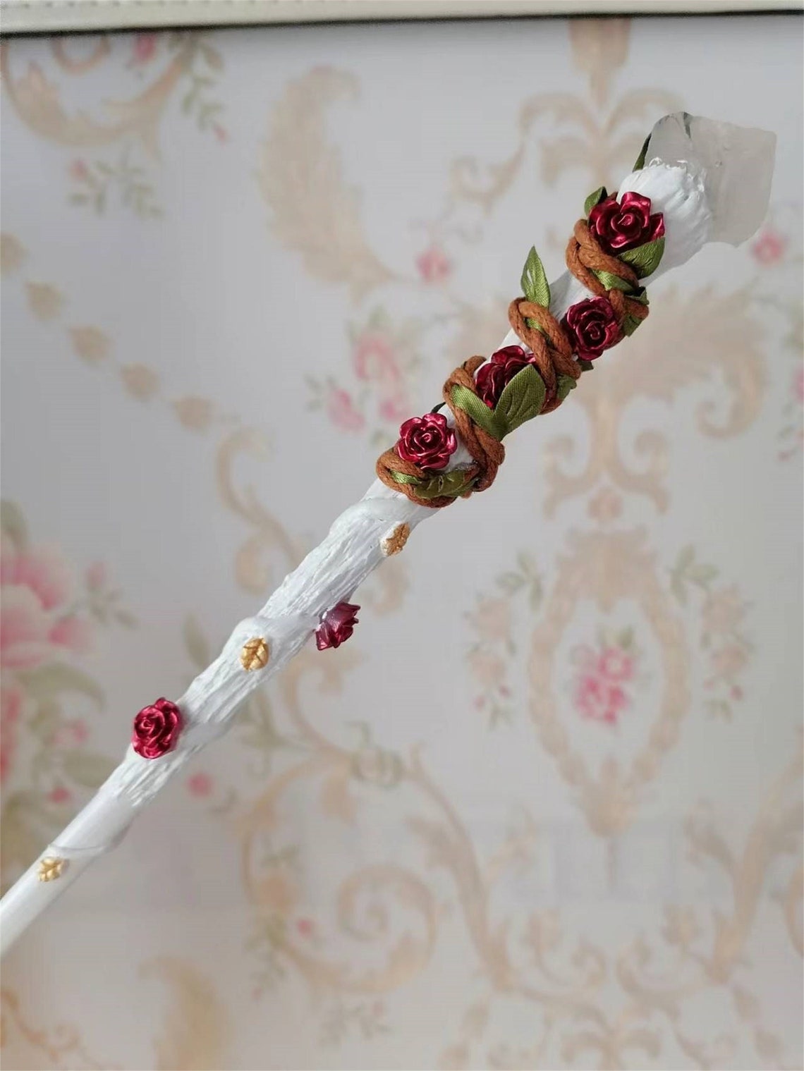 Red Flowers Magic Wand White Wizard Wand Girls Floral Wand - Etsy