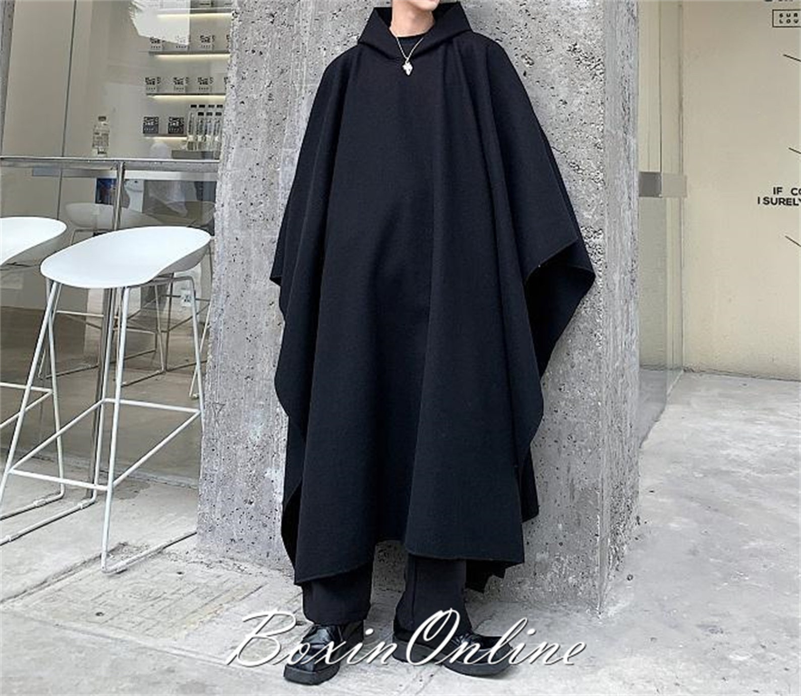 Black Cool Adult Long Cloak, Halloween Magic Cape, Cosplay Witch Cloak ...