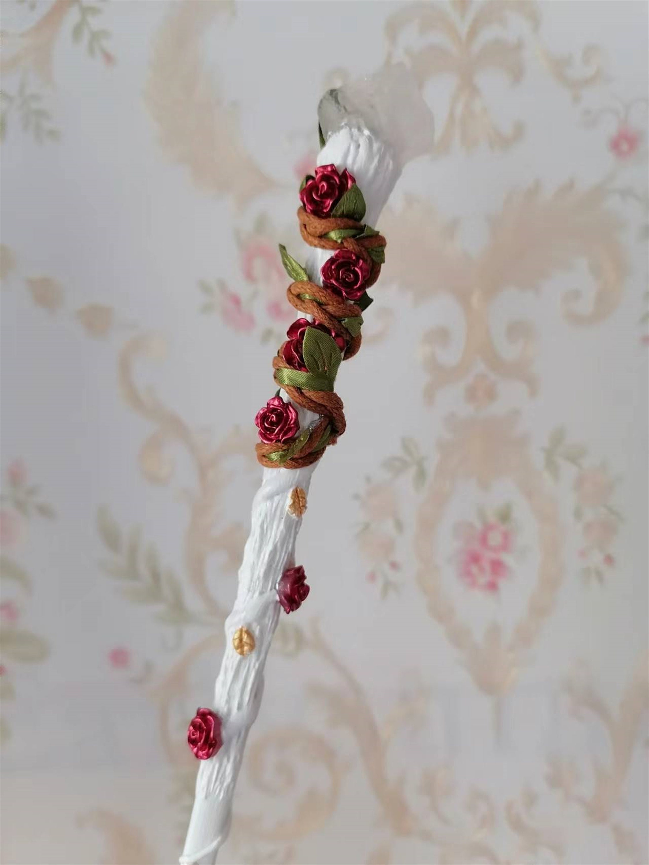 Red Flowers Magic Wand White Wizard Wand Girls Floral Wand - Etsy