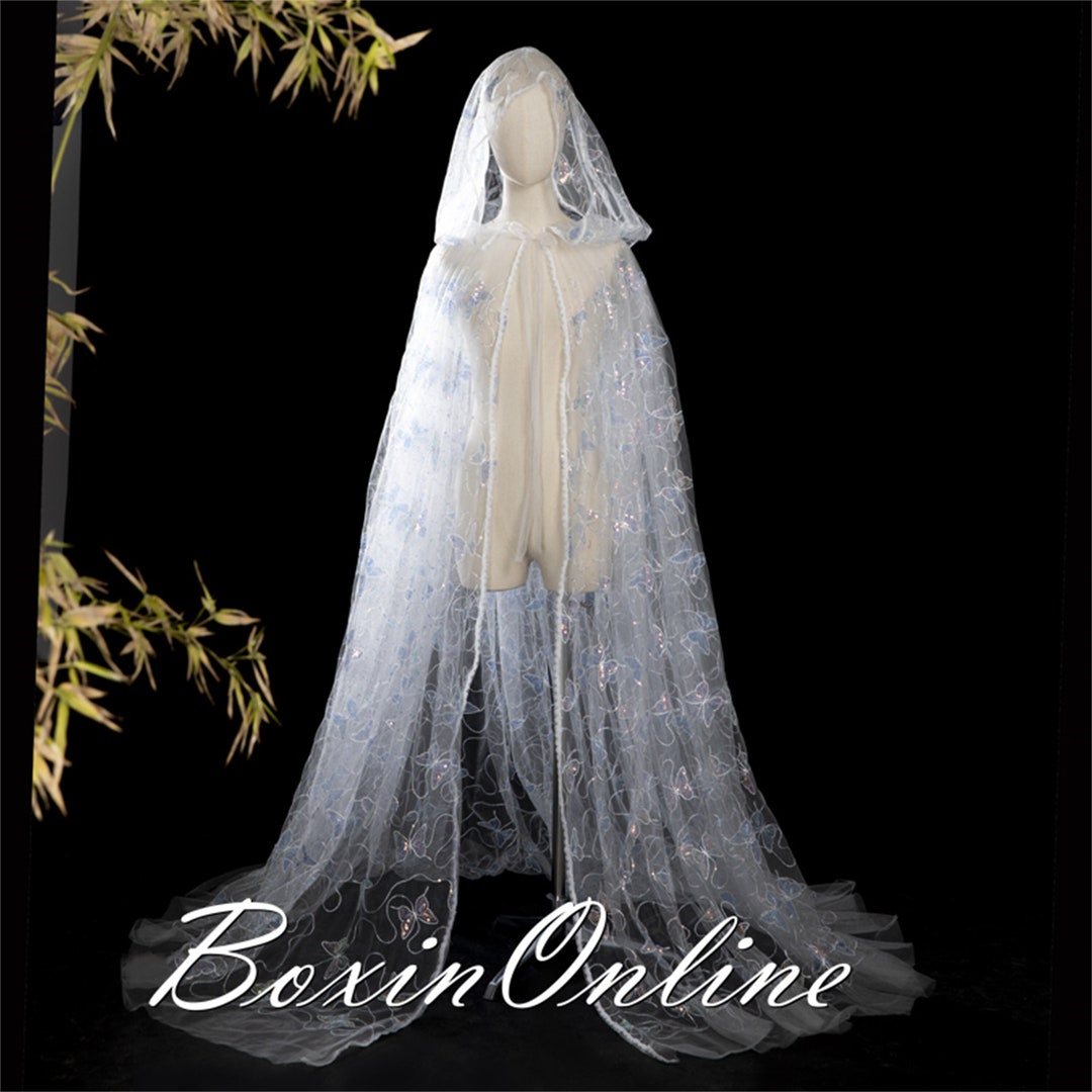 Romantic Sequin Butterfly Adult Cloak, Princess Long Hooded Cape ...