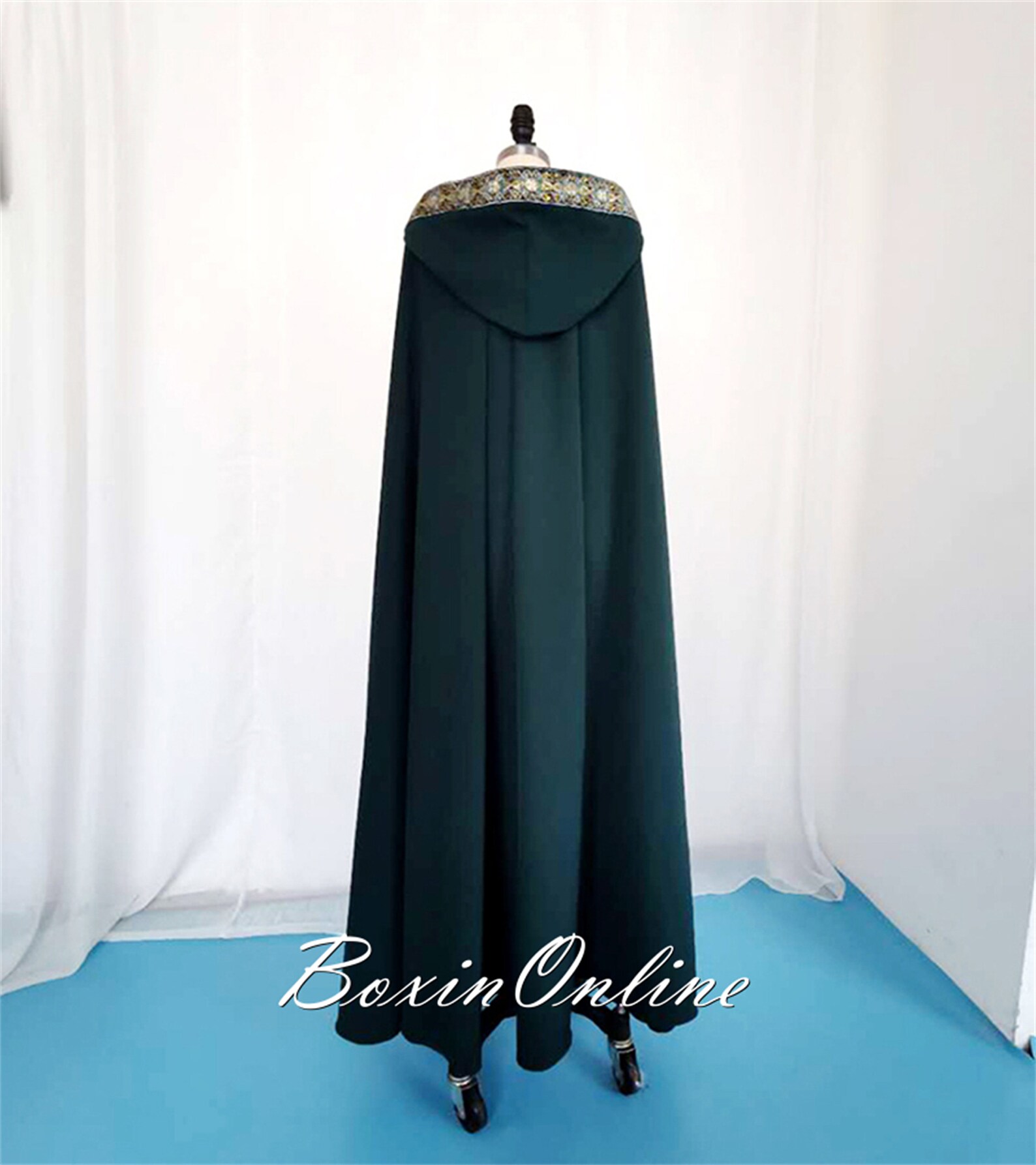 Retro Dark Green Cloak, Adult Long Hooded Cape, High Quality Robe With ...