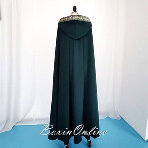 Retro Dark Green Cloak, Adult Long Hooded Cape, High Quality Robe With ...