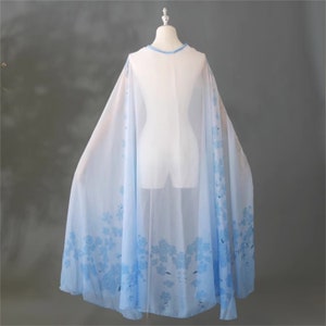 2024 New Gradient Cloak, Chiffon Floral Cloak for Adults, 6 Colors Flowers Cape, Retro Romantic ...