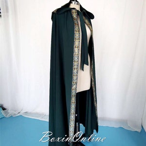 Retro Dark Green Cloak, Adult Long Hooded Cape, High Quality Robe With ...