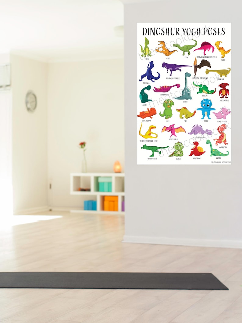 Dinosaur Yoga Poster for Kids | Printable Yoga Poses Chart | Fun ...