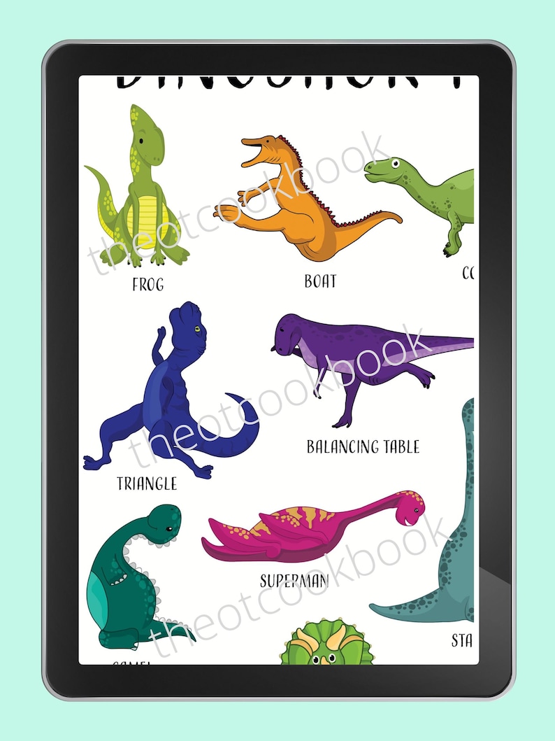Dinosaur Yoga Poster for Kids | Printable Yoga Poses Chart | Fun ...