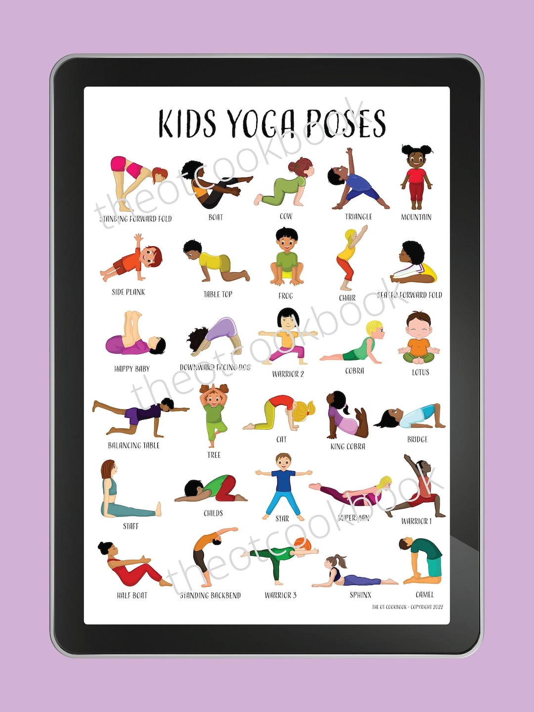 Kids Yoga Poses Wall Art Print for Classroom, Home, or Gift - Instant ...