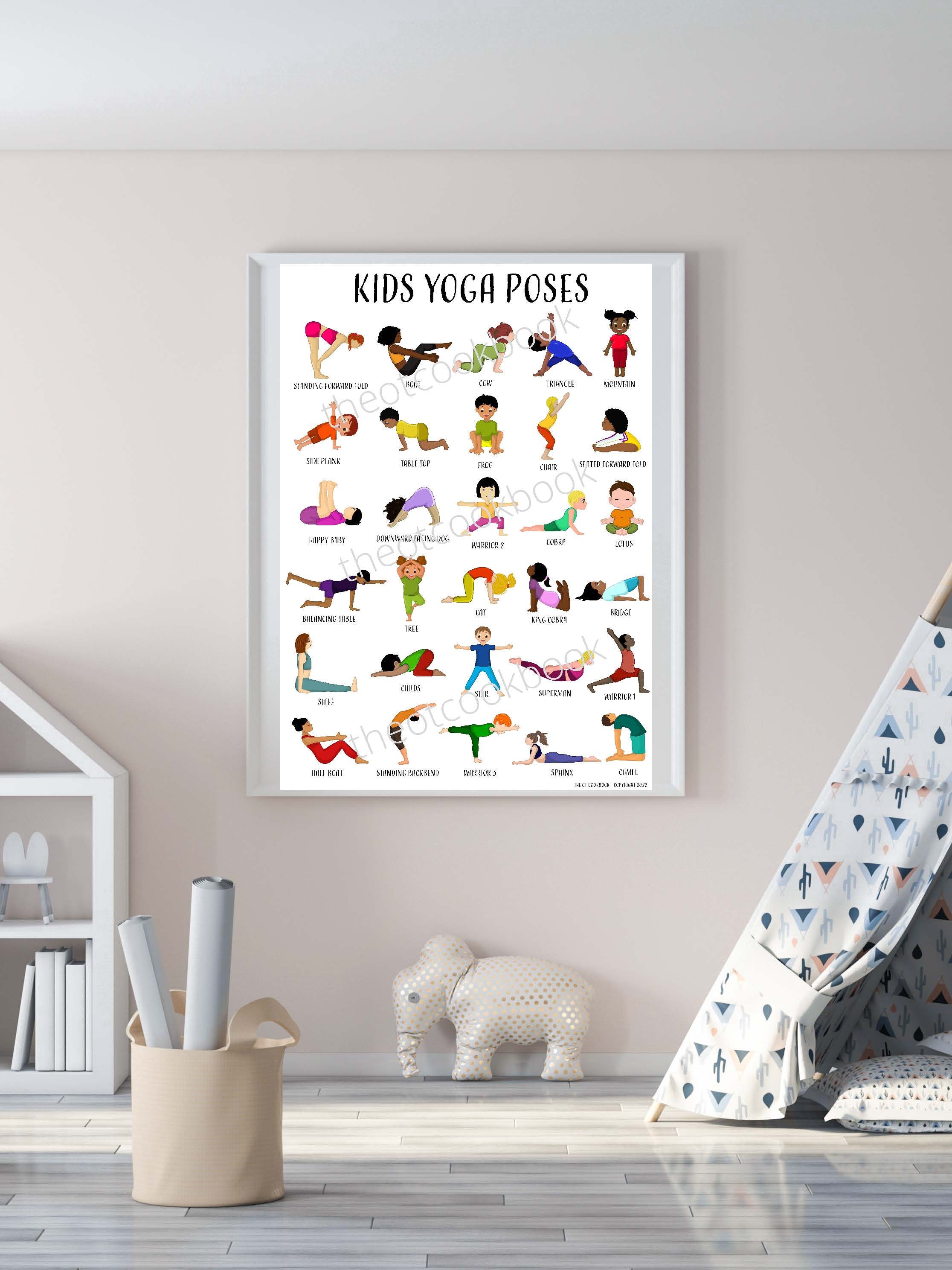 Kids Yoga Poses Wall Art Print for Classroom, Home, or Gift - Instant ...