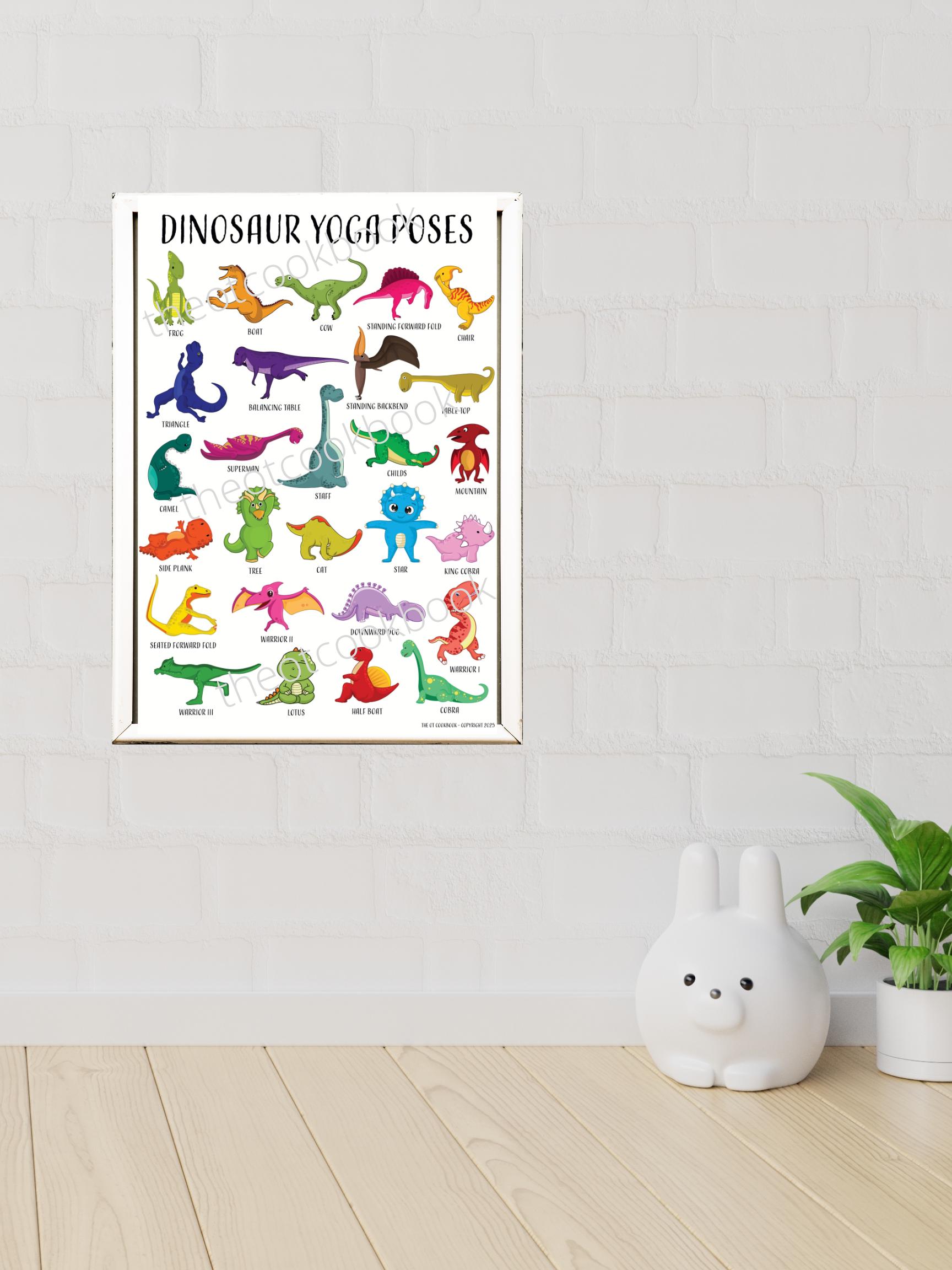 Dinosaur Yoga Poster for Kids | Printable Yoga Poses Chart | Fun ...