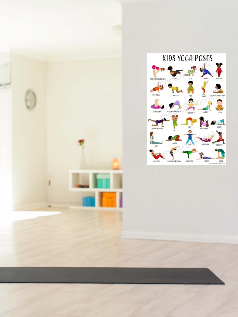 Kids Yoga Poses Wall Art Print for Classroom, Home, or Gift - Instant ...