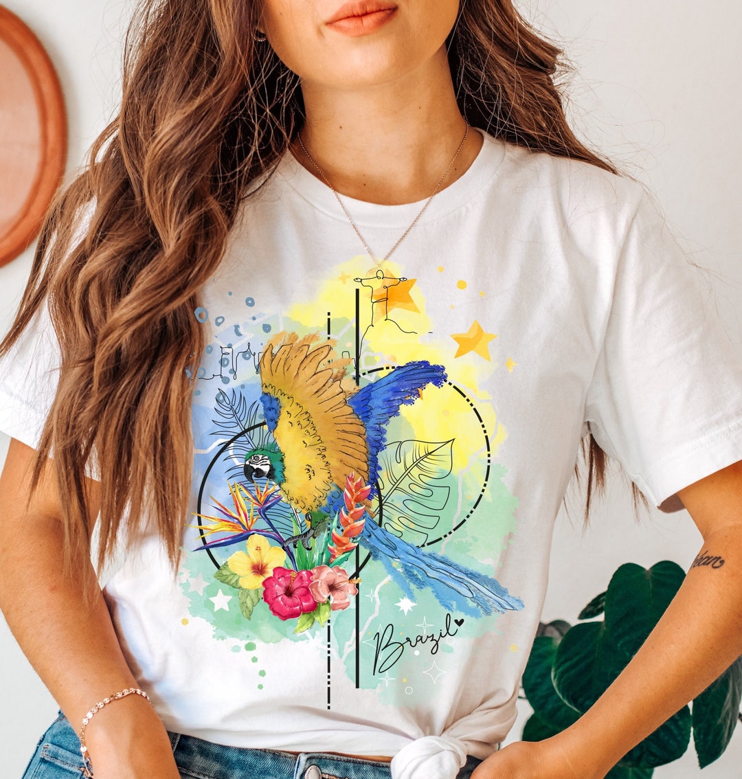 Exclusive Brazil Watercolor T-shirt, Brazil Tee, Macaw T-shirt ...