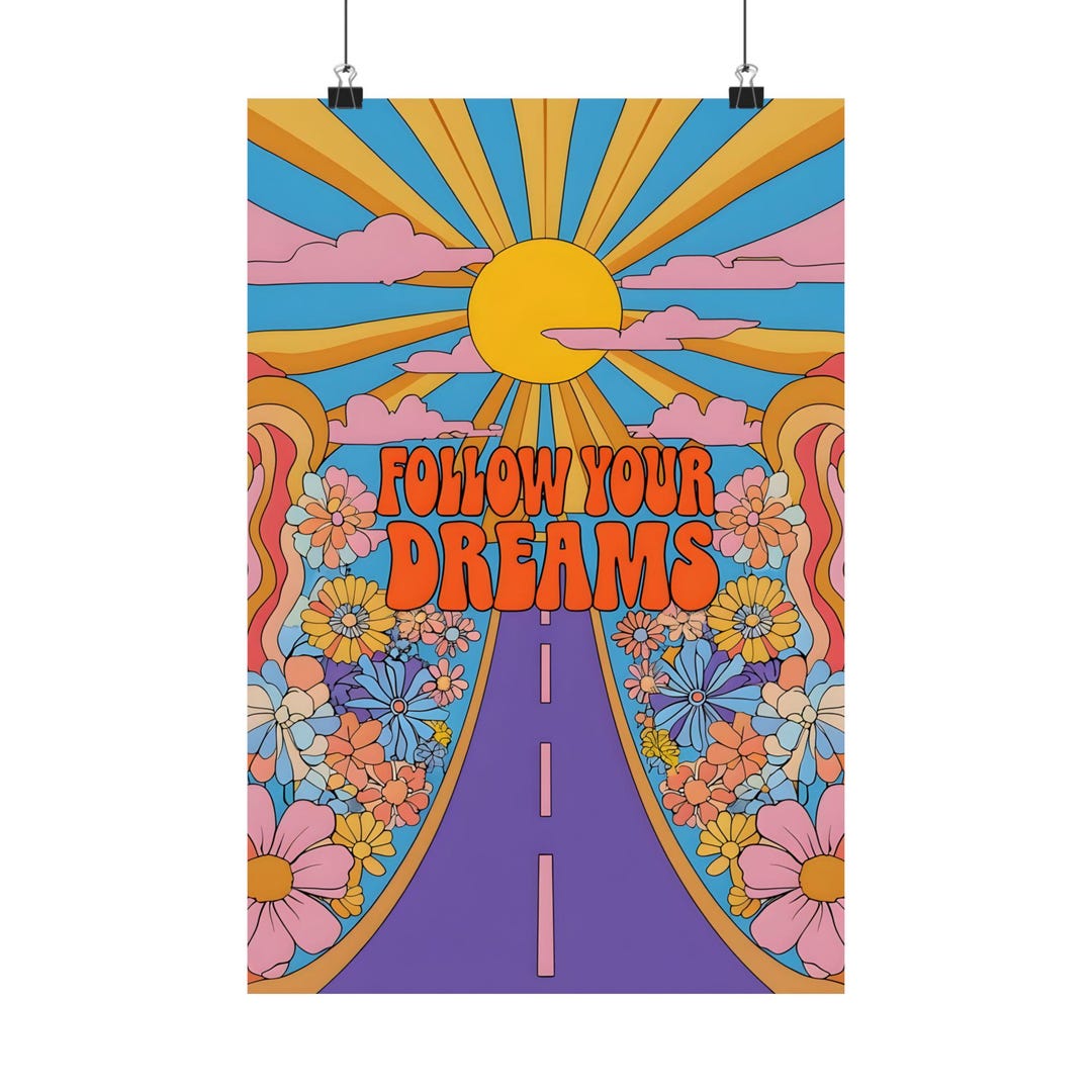 Follow Your Dreams Retro Matte Vertical Posters. 1970. Inspiration - Etsy