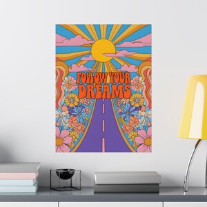 Follow Your Dreams Retro Matte Vertical Posters. 1970. Inspiration - Etsy