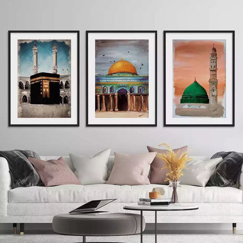 New 3 Mosque Islamic Wall Art With Arabic Calligraphy Zen - Etsy