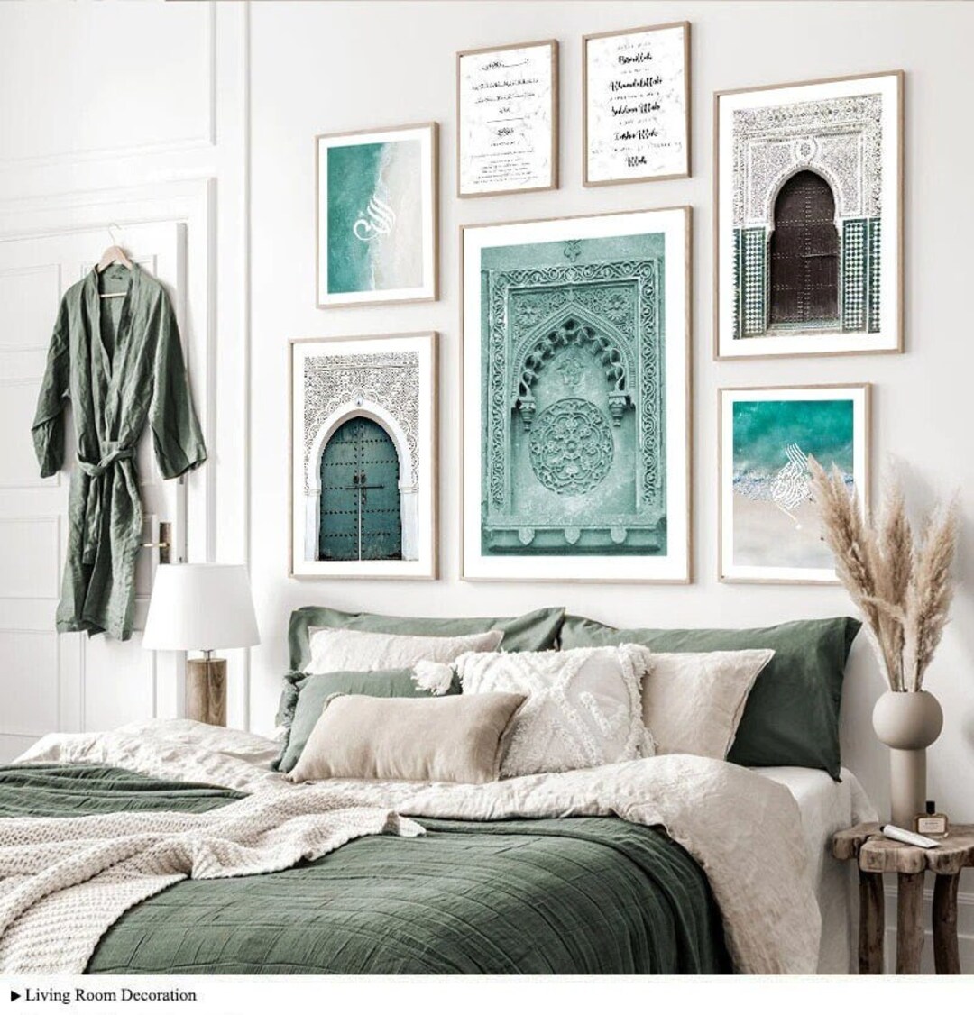 Arabic Wall Art - Green Beach Islamic Decoration Made With Arabic ...