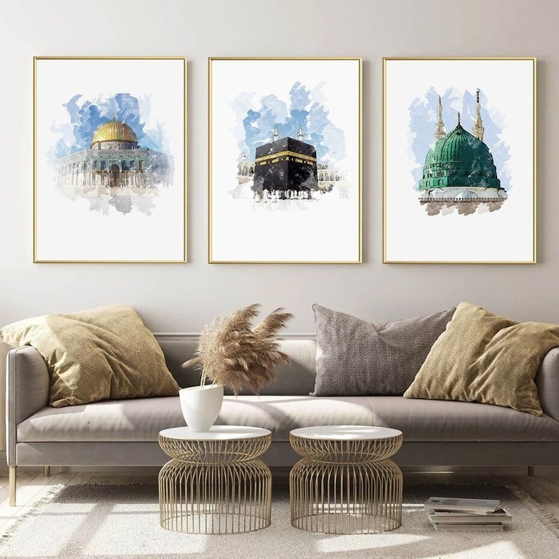 Mosque Islamic Wall Art With Arabic Calligraphy Zen Islamic Wall Decor ...