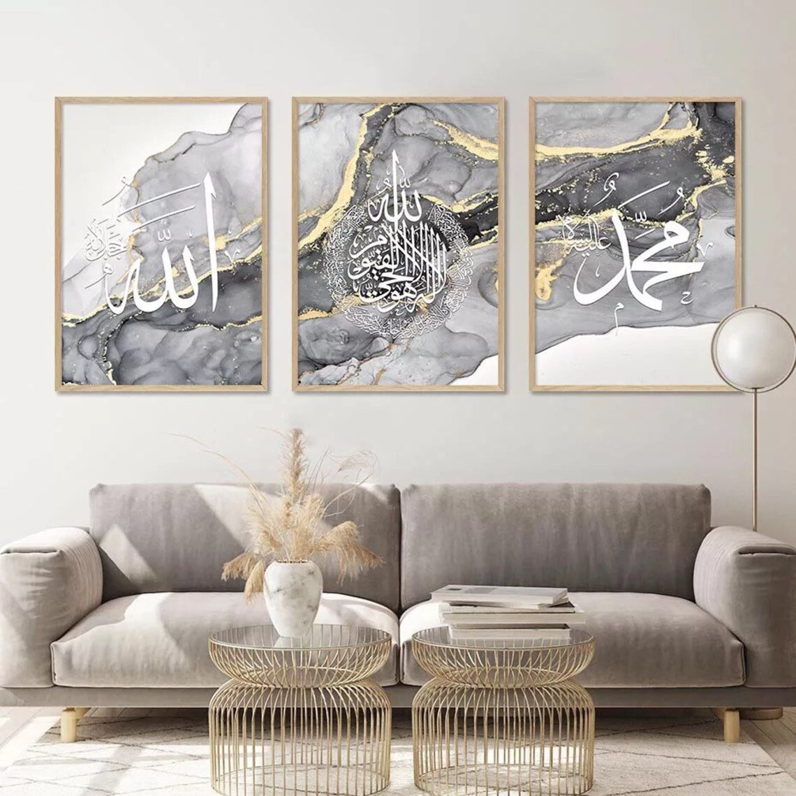 Marble Look Islamic Wall Art With Arabic Calligraphy Zen Islamic Wall ...