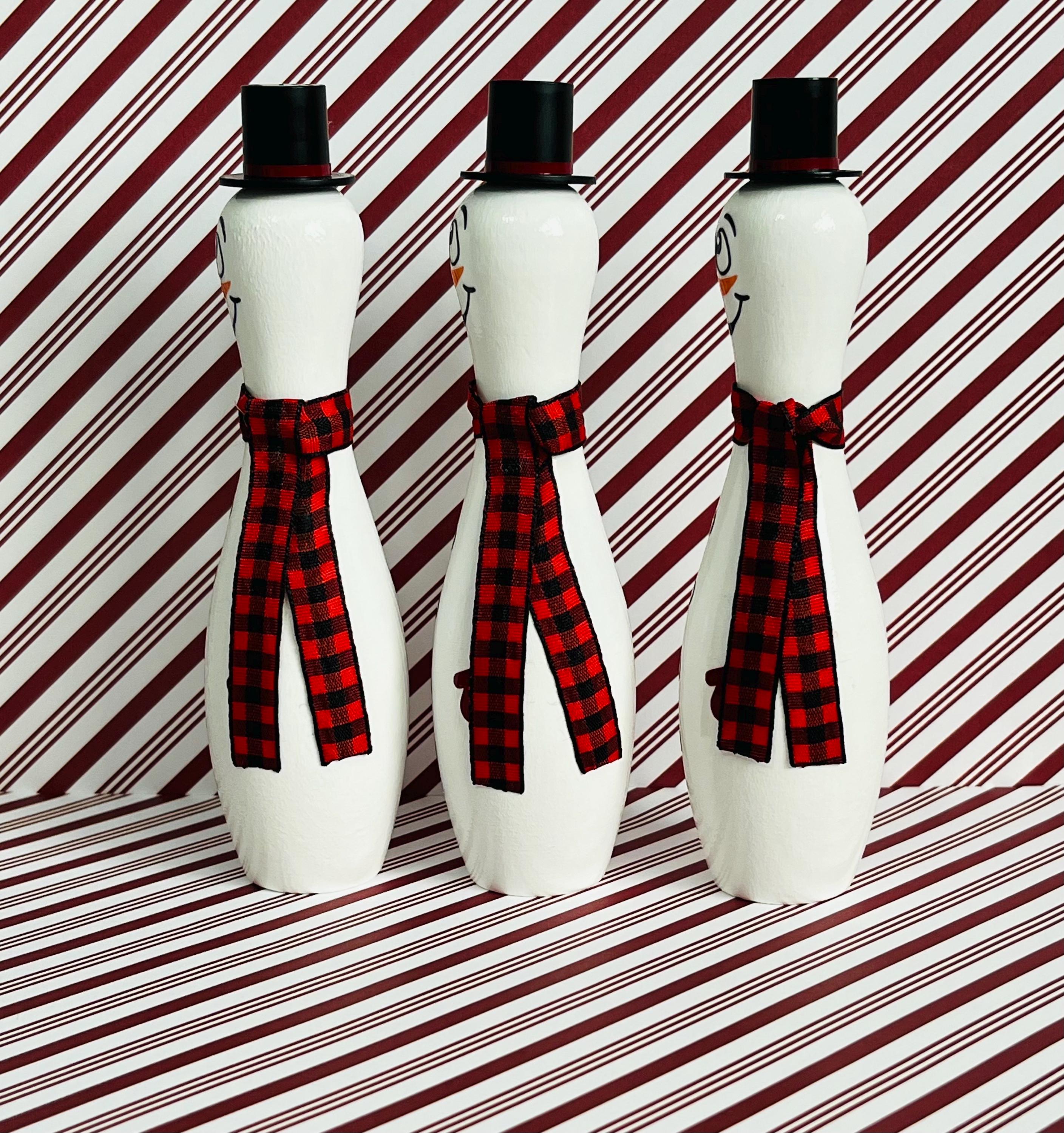 Mini Bowling Pin Snowman, Painted Wooden Snowman - Etsy